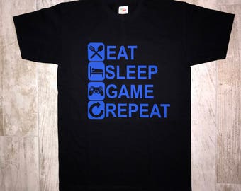 Mens Eat Sleep Game Repeat Funny Gamer Gaming T Shirt Tee Top - Etsy