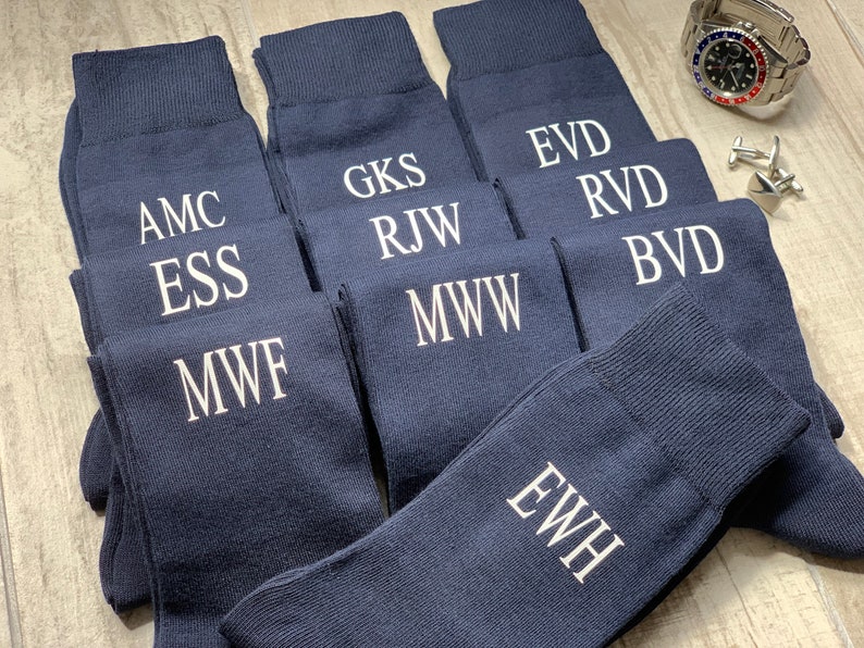 Groomsmen Initial Monogram Dark Navy Socks - Etsy UK