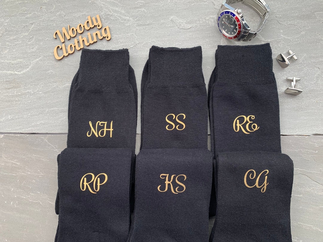 Groomsmen Initial Monogram Socks - Etsy UK
