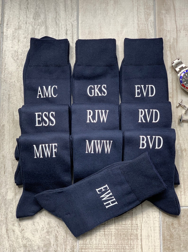 Groomsmen Initial Monogram Dark Navy Socks - Etsy UK