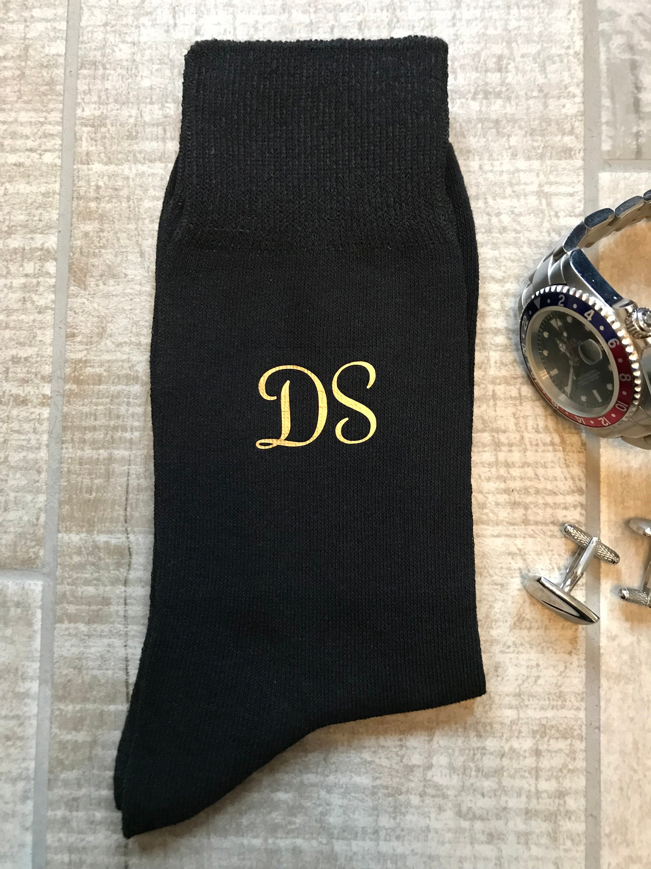 Groomsmen initial monogram socks | Etsy