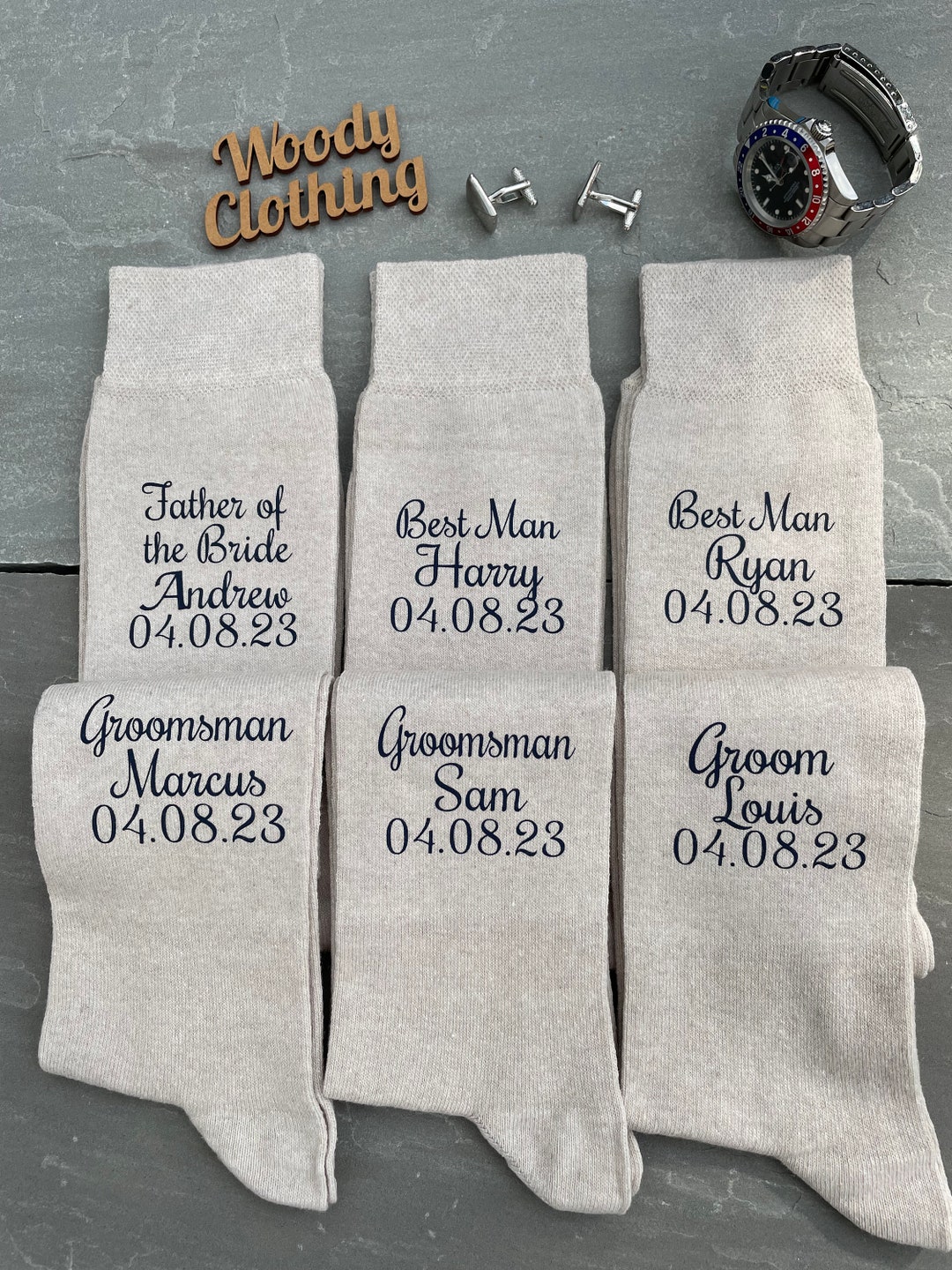 Personalised Groom Socks: Beige Wedding Socks for Groomsmen - Etsy UK