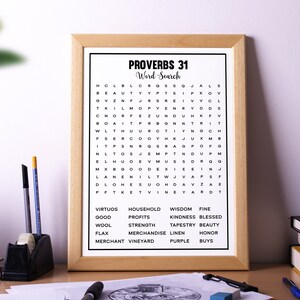 Proverbs 31 Bible Verse Crossword Puzzle Word Search Puzzle - Etsy