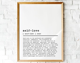 Self Love Definition Print, Dictionary Poster, Quote Wall Art, Self ...