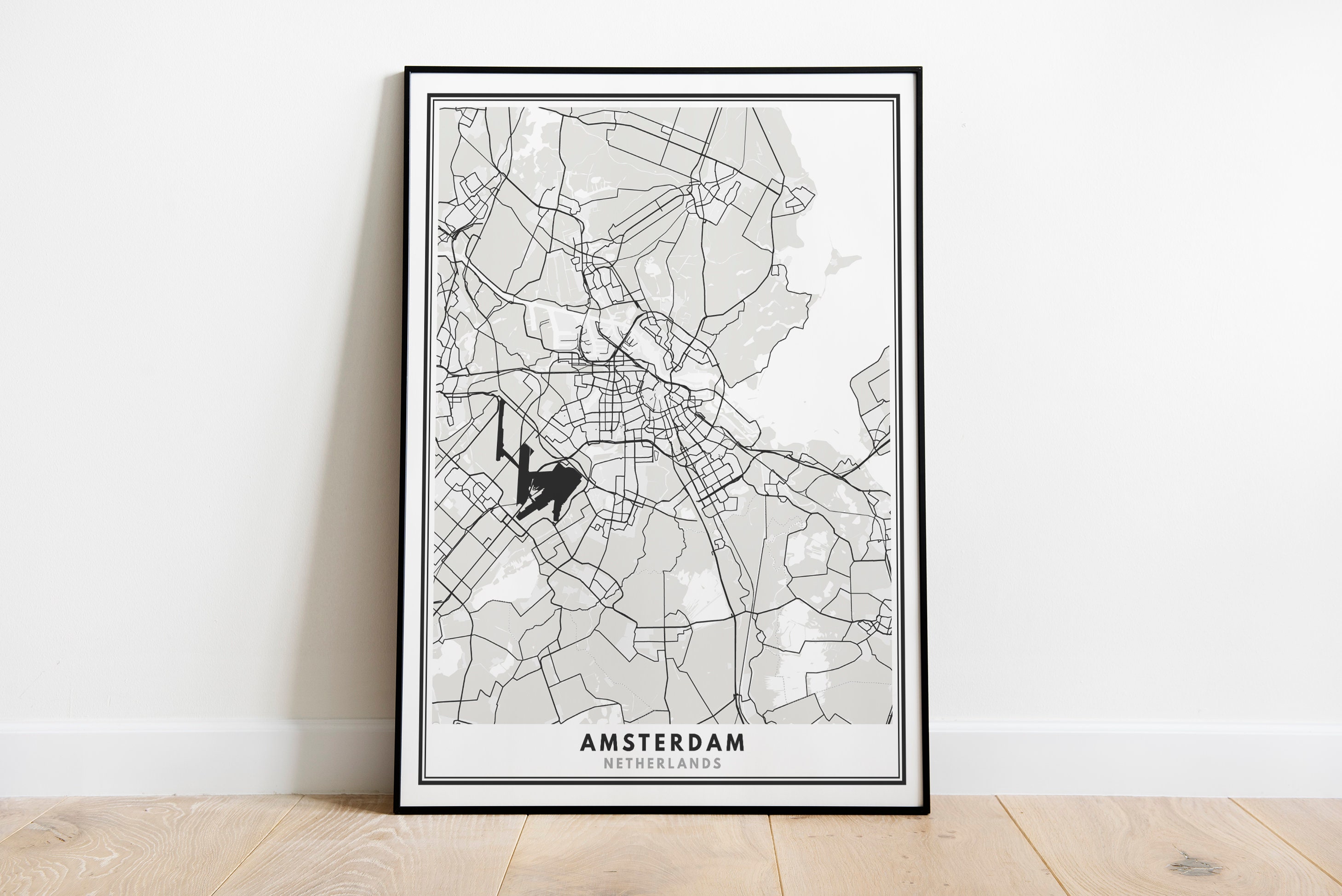 Amsterdam Map Print Amsterdam Poster City Map Black and - Etsy