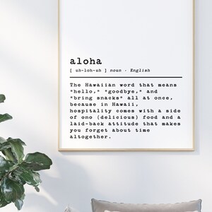 Aloha Definition Print, Quote Poster, Wall Art Decor - Etsy