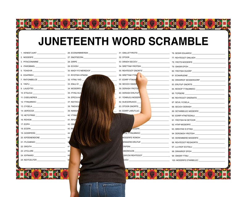 Juneteenth Word Scramble Poster, Fun Holiday Gathering Activity, Giant ...