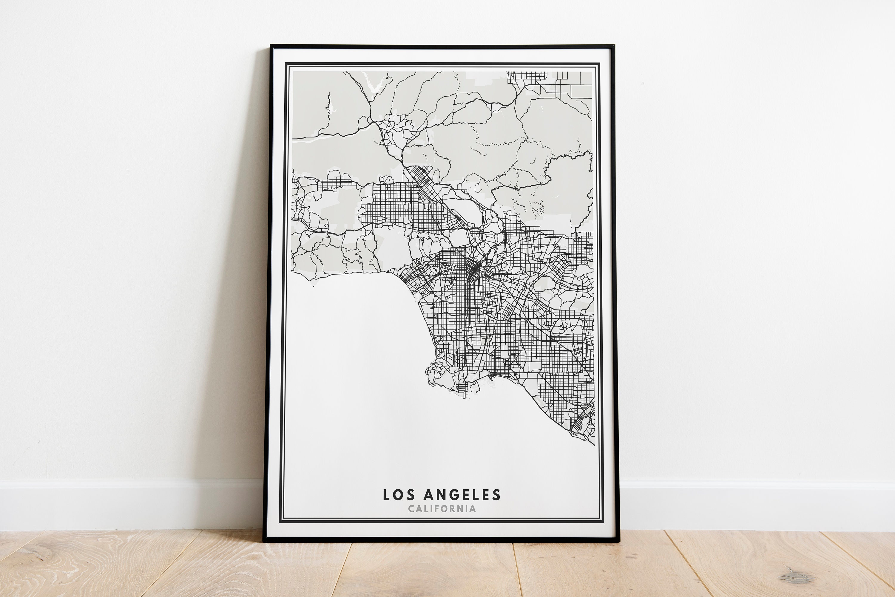 Los Angeles Map Print Los Angeles Poster City Map Black and | Etsy