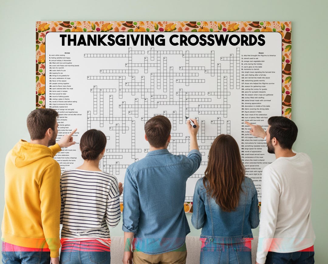 Thanksgiving Crossword Puzzle, Giant Word Find, Large Scrabble Poster ...