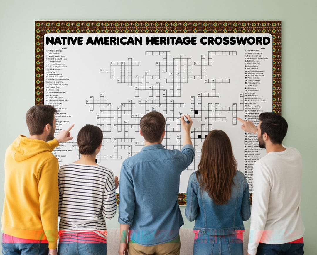 Native American Heritage Crossword Puzzle, Giant Word Find, Large ...