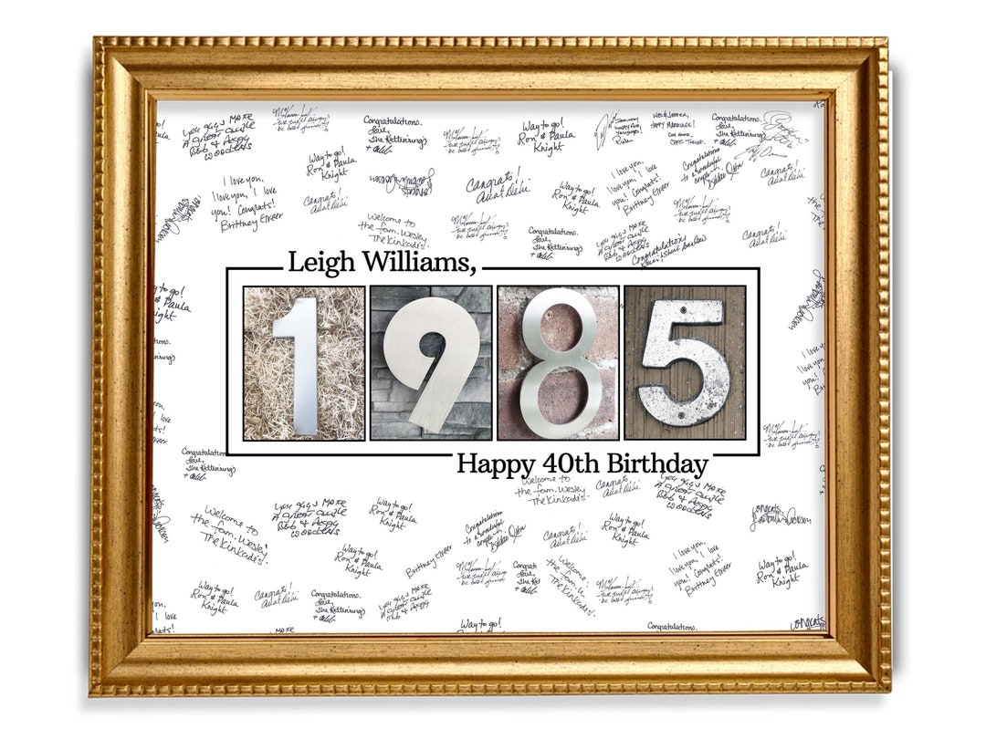 Year 1985, 40th Birthday Guestbook Sign, Personalized Birthday Gift ...