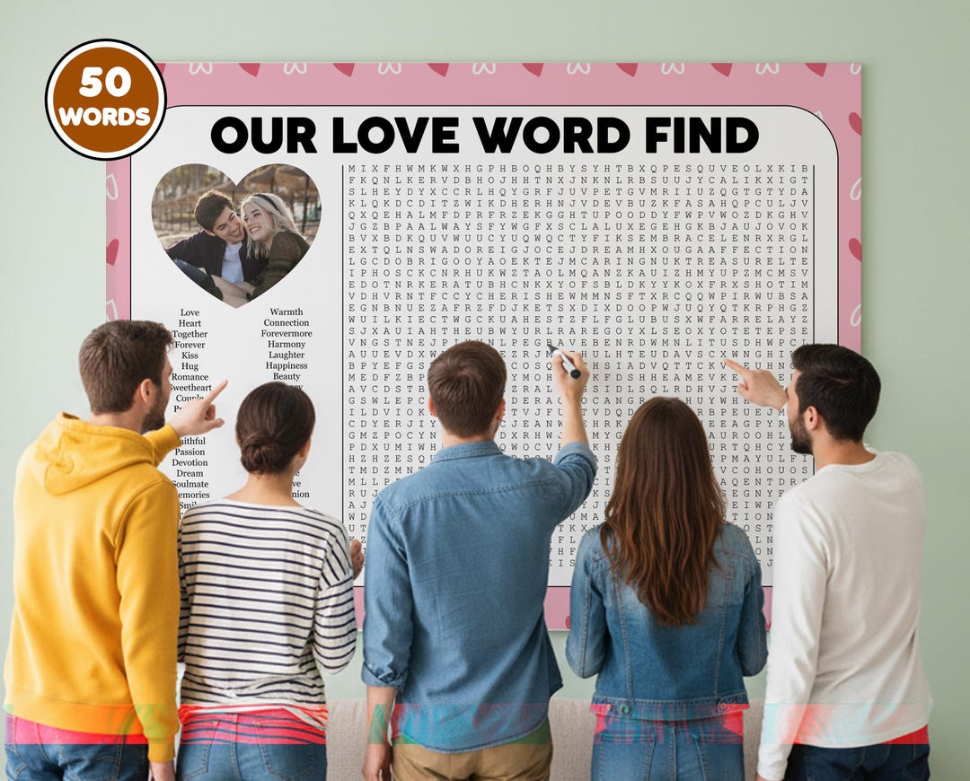 Our Love Word Search, Personalized Crossword Puzzle, Custom Word Find ...