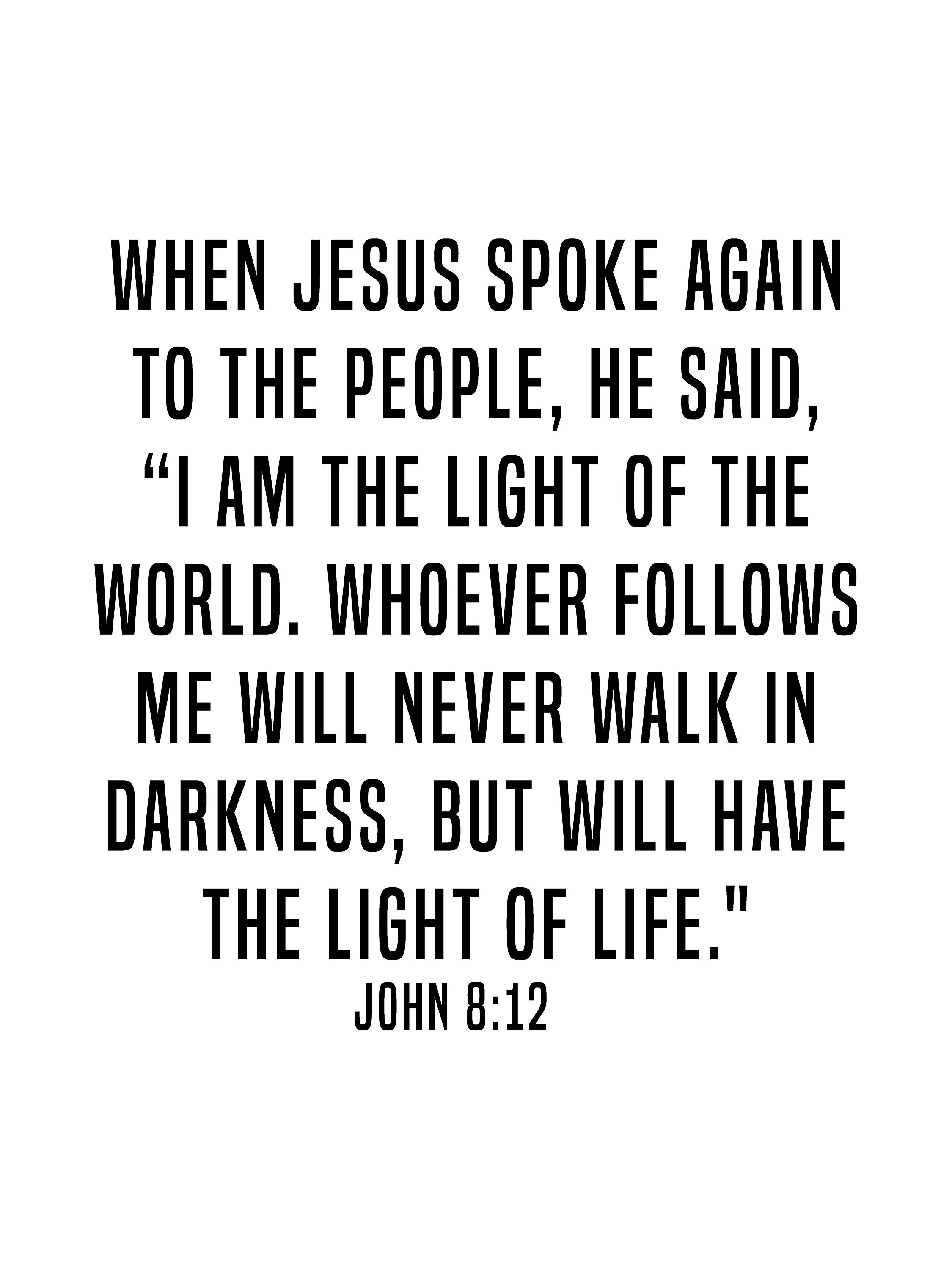 John 8:12, Bible Verse Poster, Quote Print, Minimalist Art - Etsy