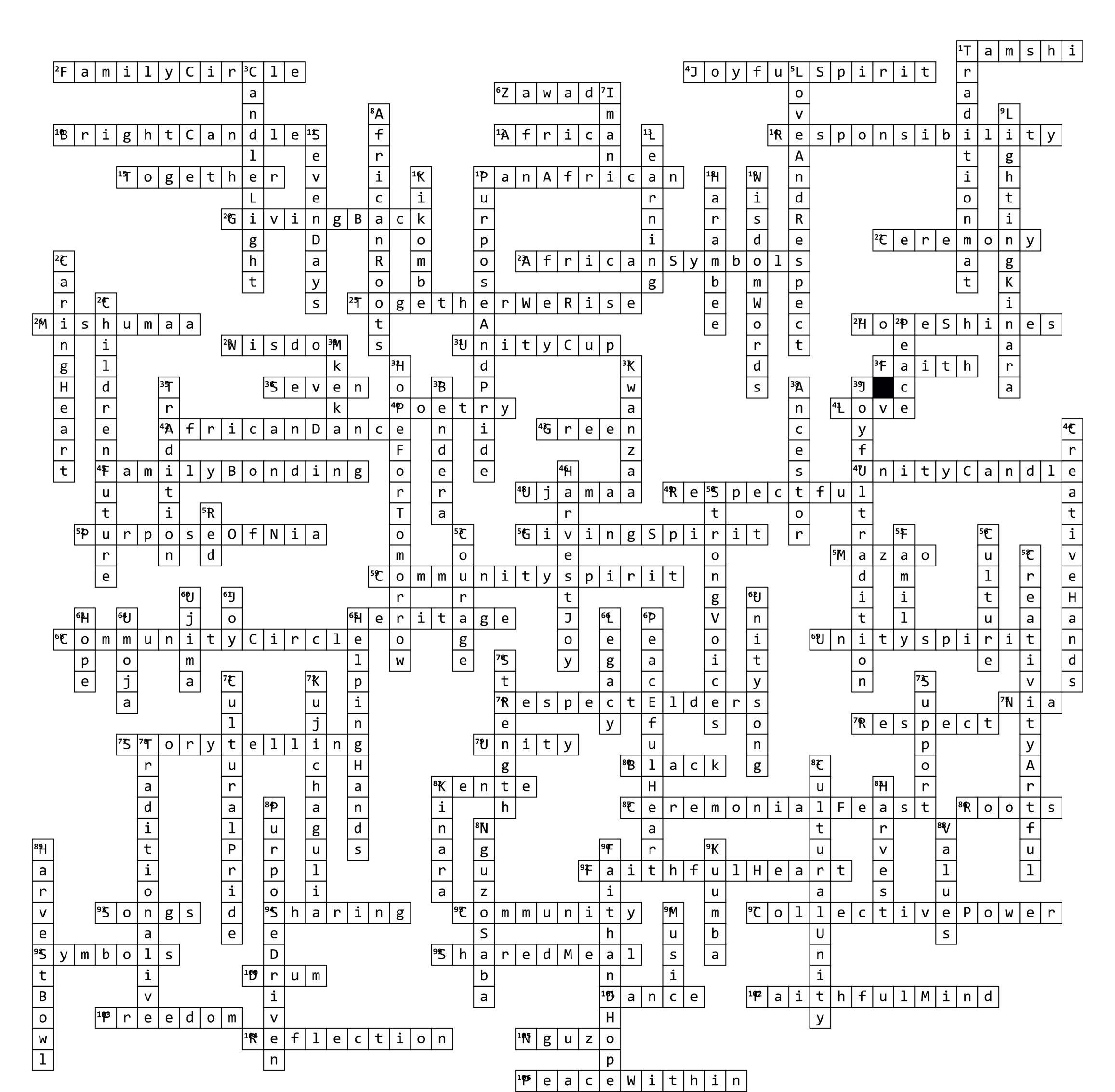 Kwanzaa Crossword Puzzle, Giant Word Find, Large Scrabble Poster ...
