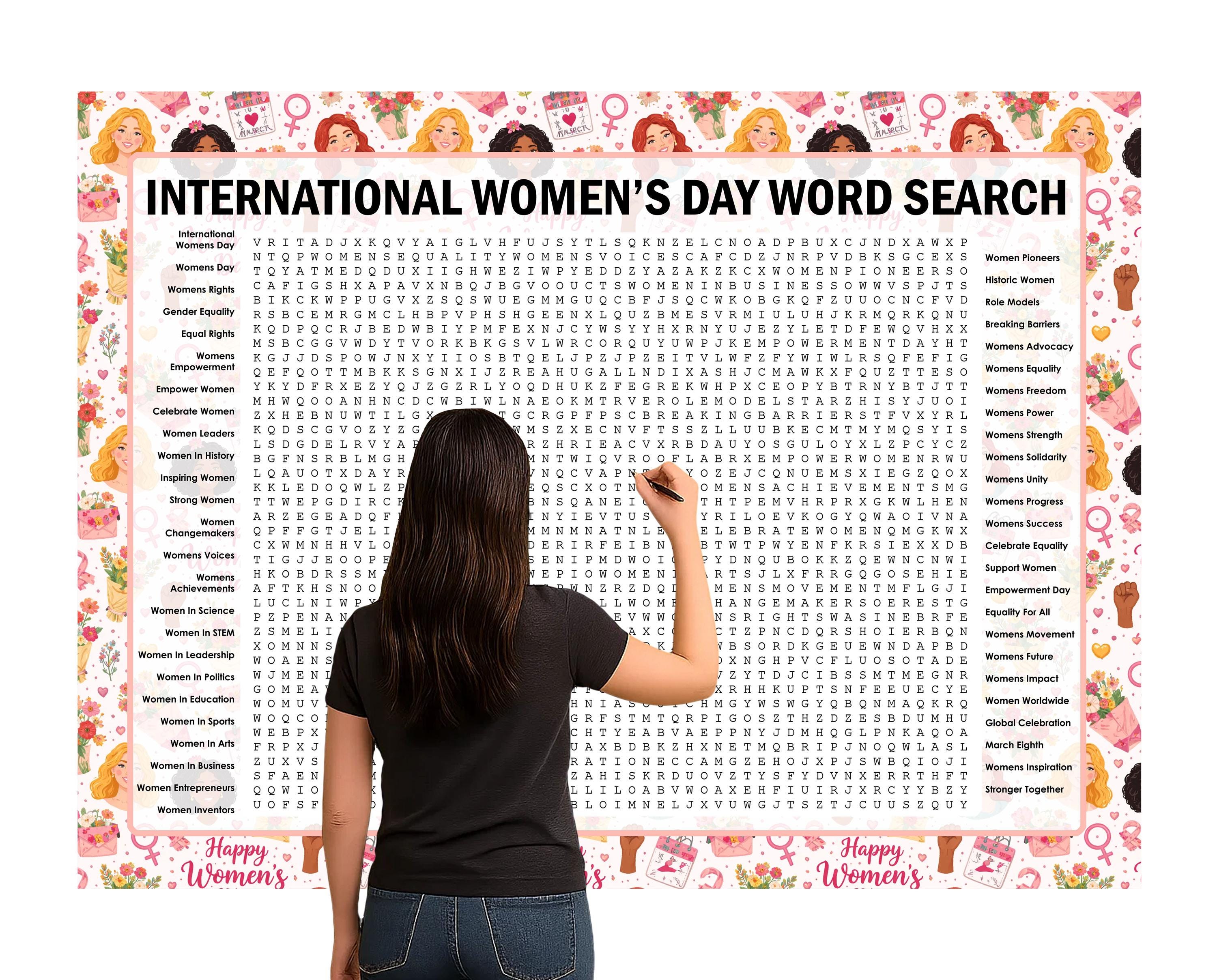 International Women's Day Word Search, Giant Crossword Puzzle, Large ...