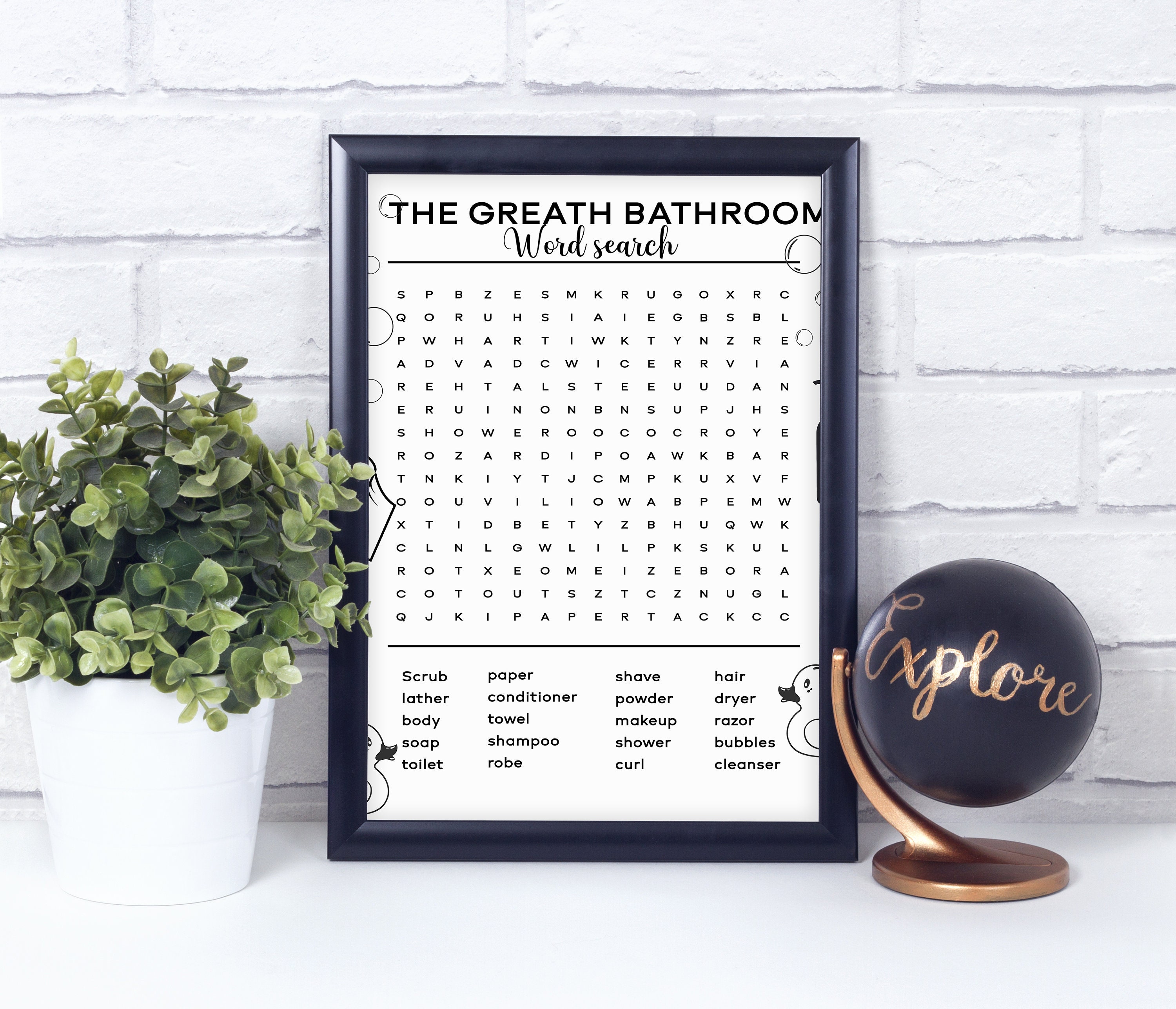 The Great Bathroom Crossword Puzzle Word Search Puzzle - Etsy