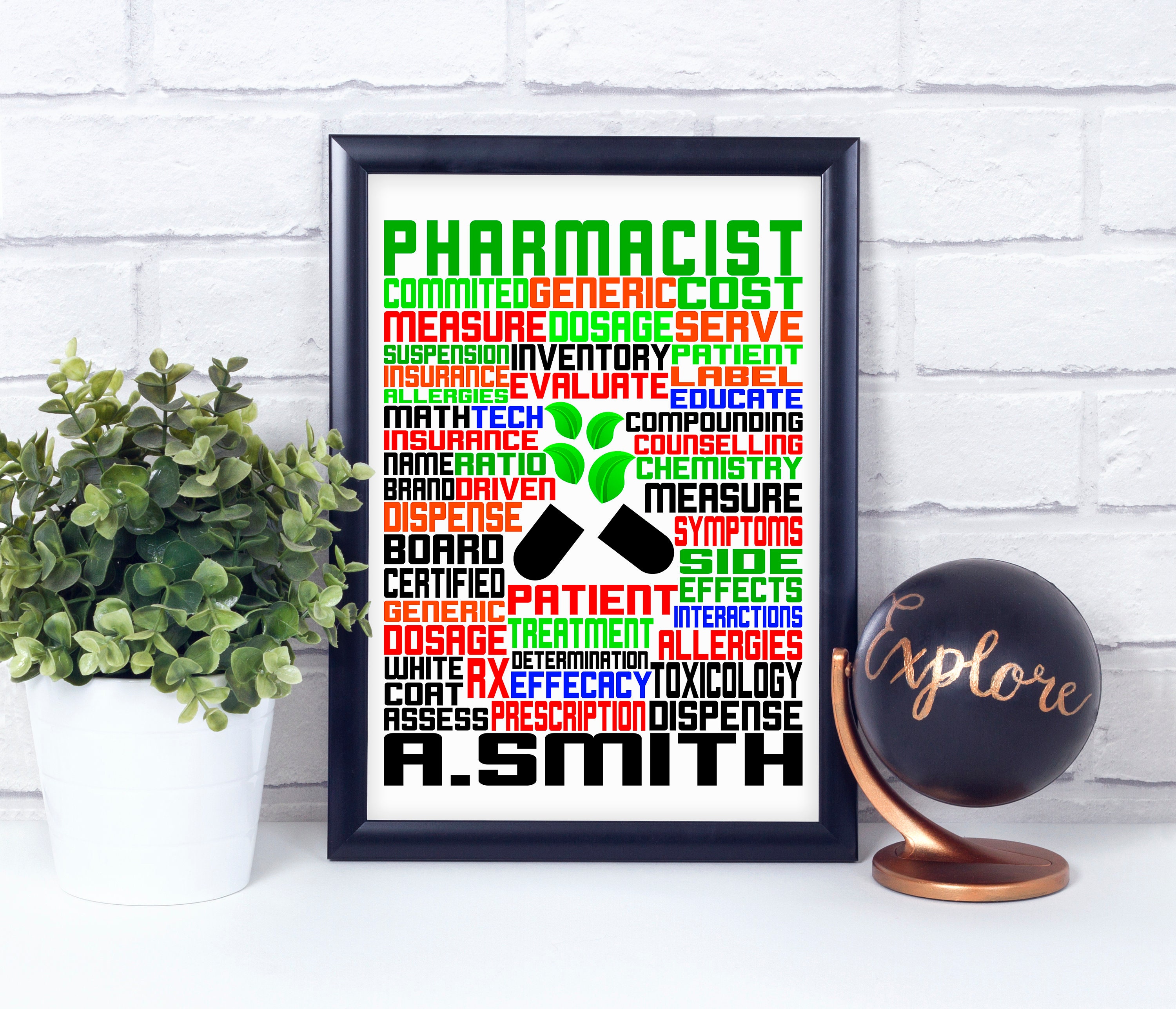 Custom Pharmacist Poster Pharmacy Medicine Gift Typography | Etsy