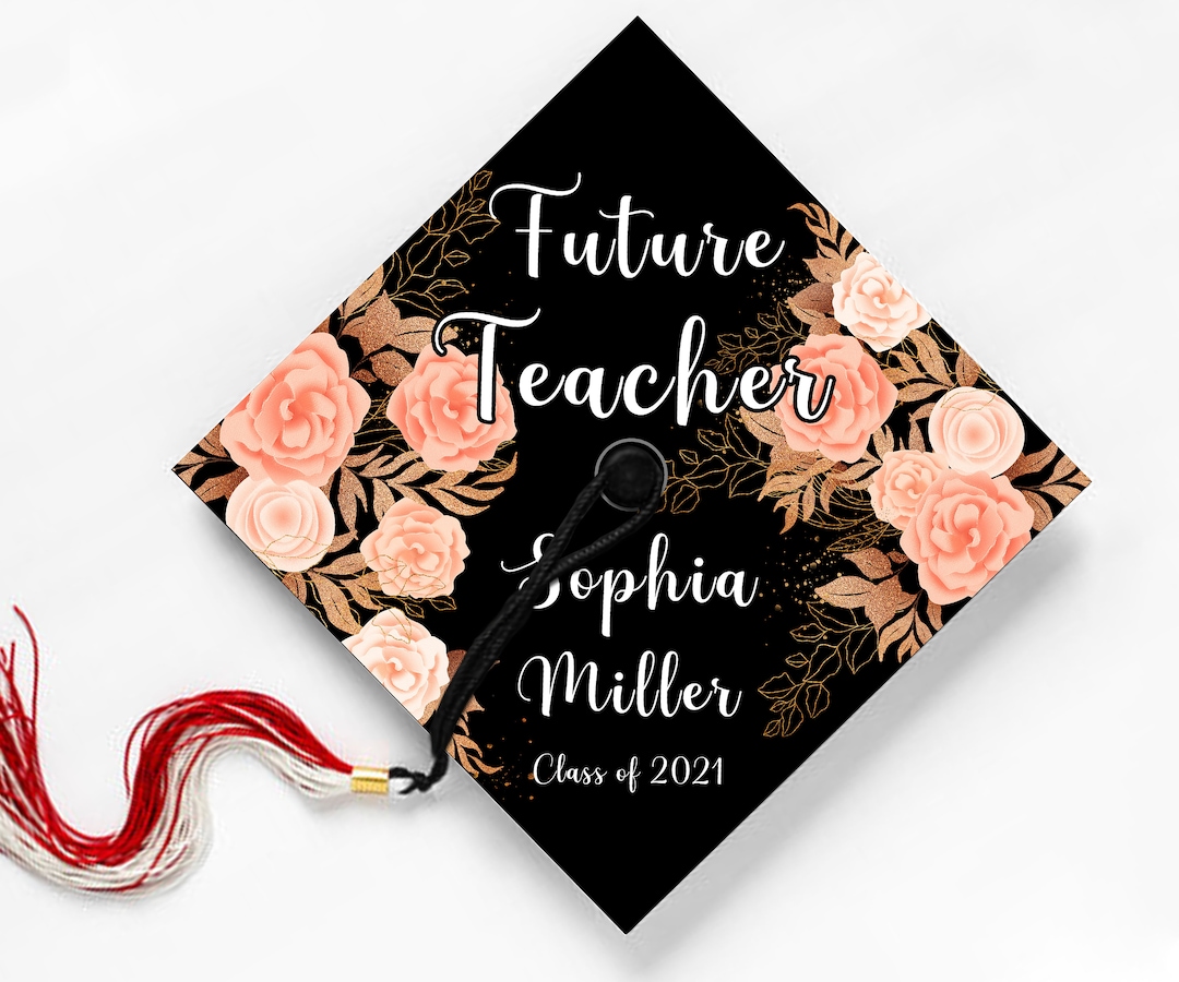 Future Teacher, Custom Name, Graduation Cap Topper, Grad Cap Sticker ...