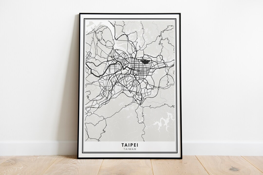 Taipei Taiwan Map Print, Taipei Poster, City Map, Black and White Print ...