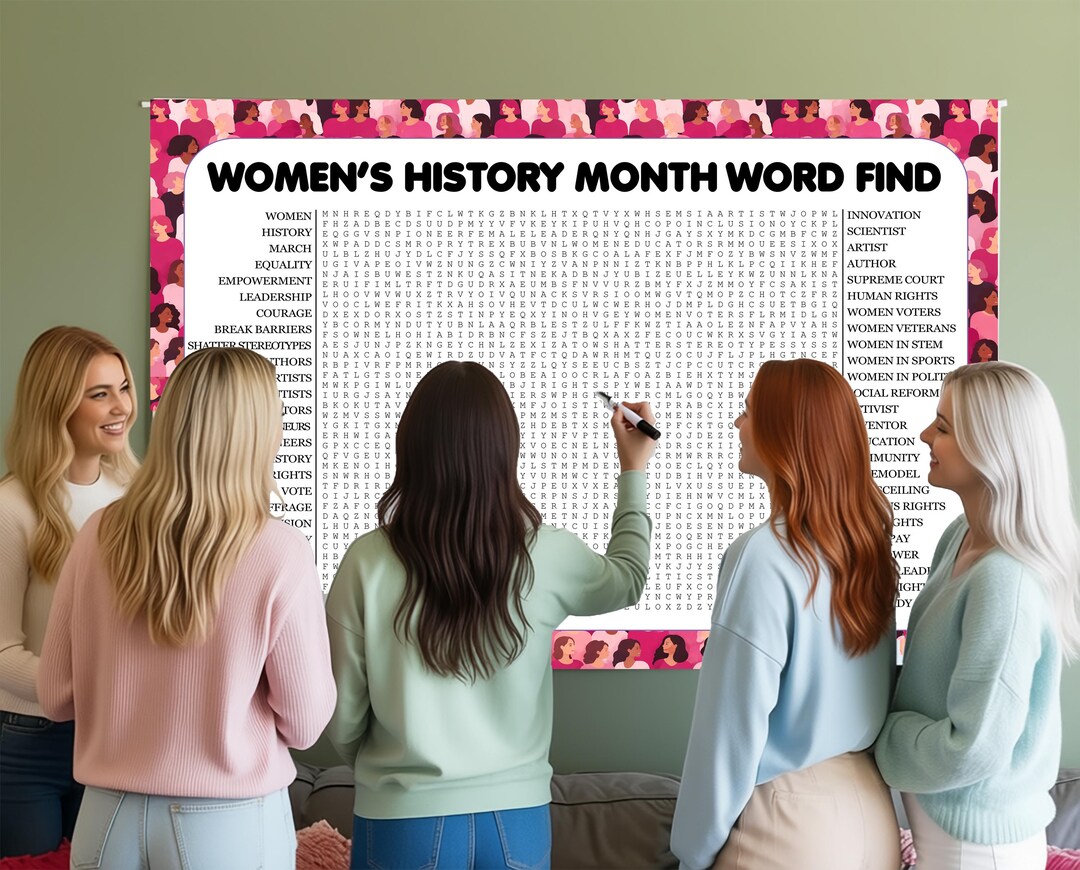 Women’s History Month Word Search Game, Giant Crossword Puzzle, Large ...