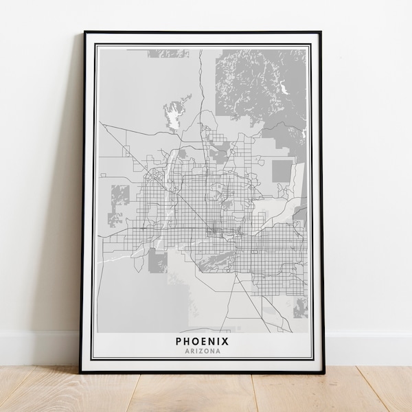 Phoenix Map Black Poster - Etsy