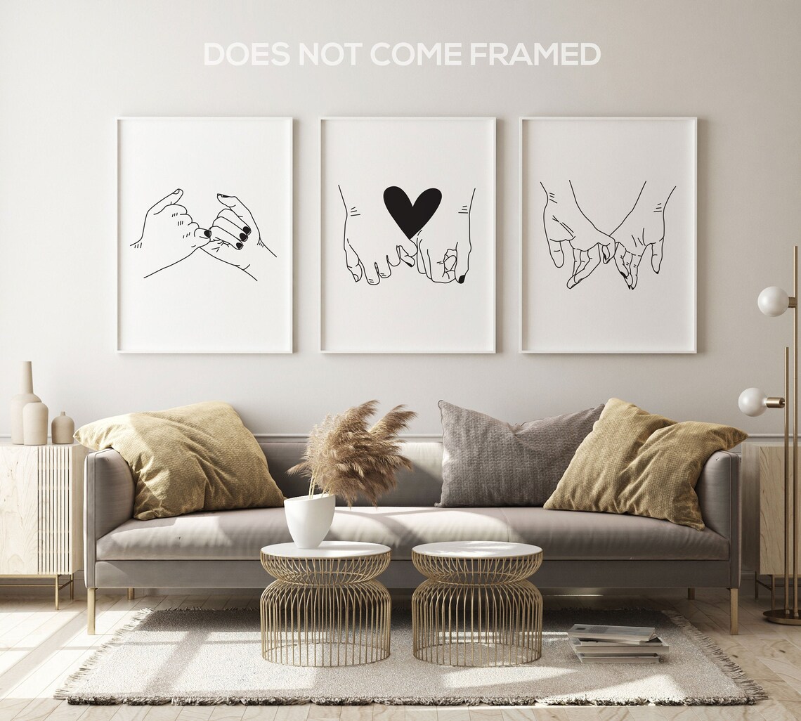 Holding Hands Pinky Promise Wall Art Minimalist Wall Art - Etsy