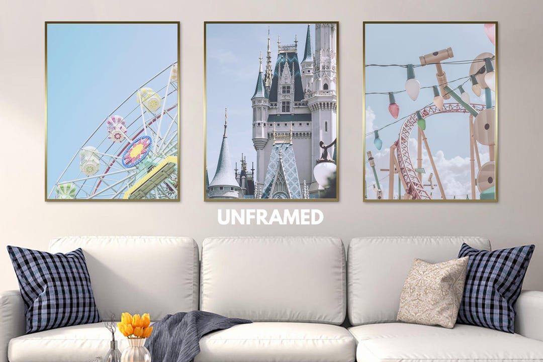 Theme Park Triptych Poster Print: Abstract Amusement Park Wall Art Set ...