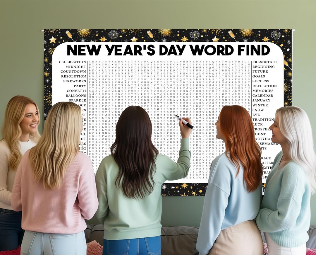 New Year's Day Word Search, Giant Crossword Puzzle, Large Word Find ...