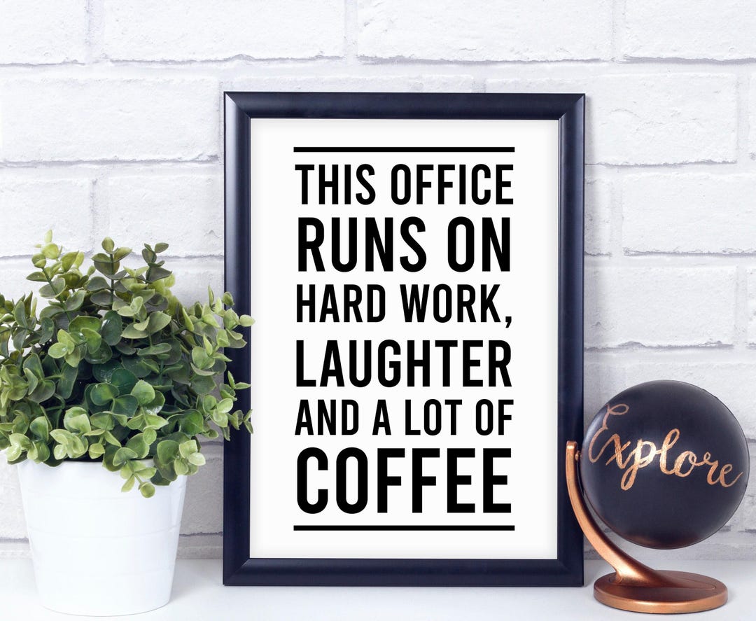 This Office Runs on Hard Work, Quote Poster, Minimalist Art, Wall Decor ...
