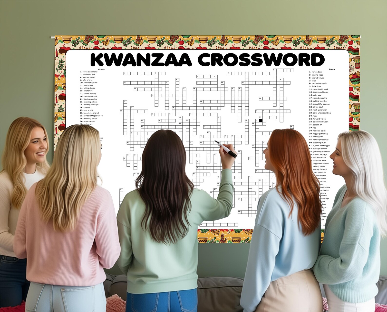 Kwanzaa Crossword Puzzle, Giant Word Find, Large Scrabble Poster ...