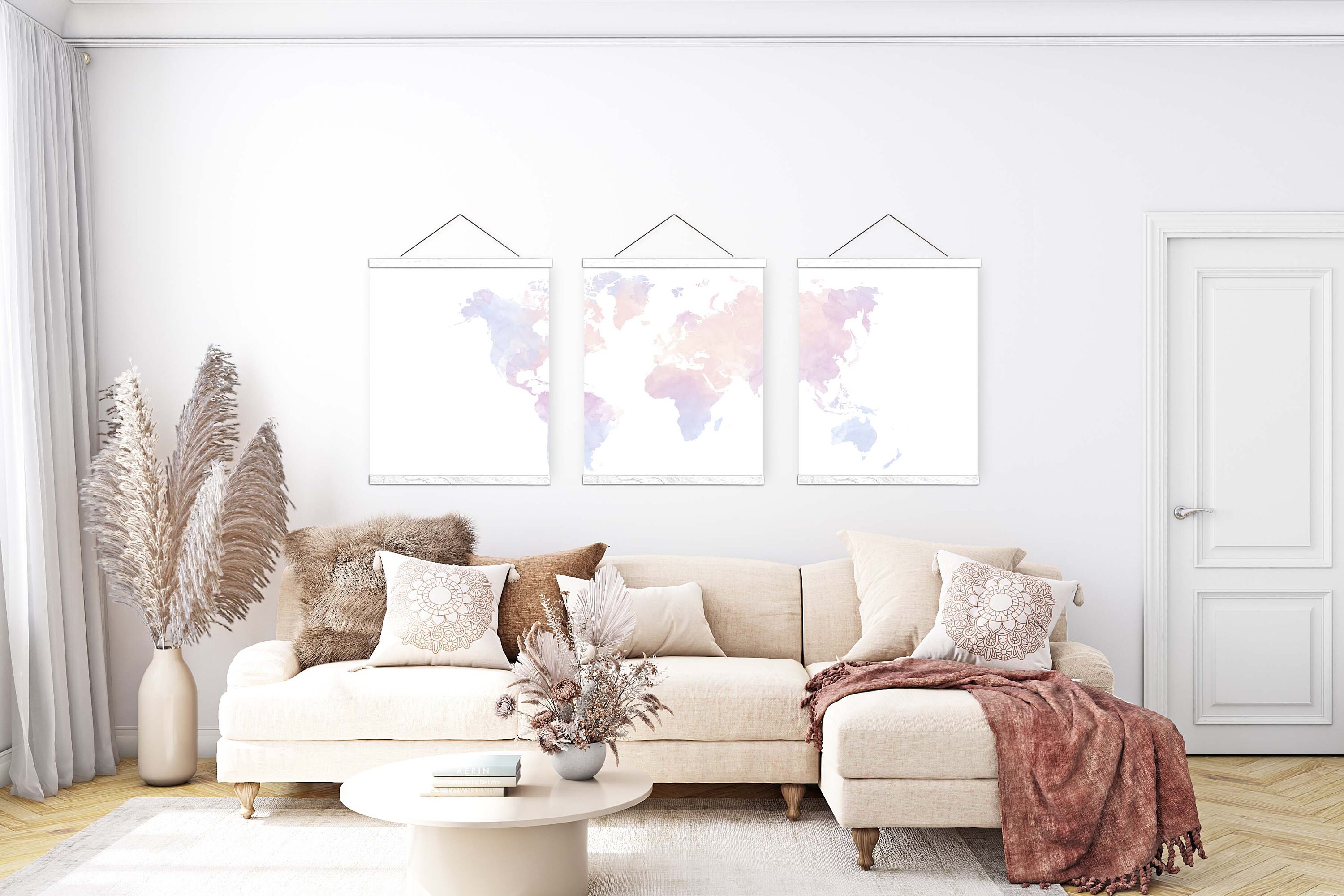 Pastel World Map Watercolor Wall Design Travel Map Abstract - Etsy