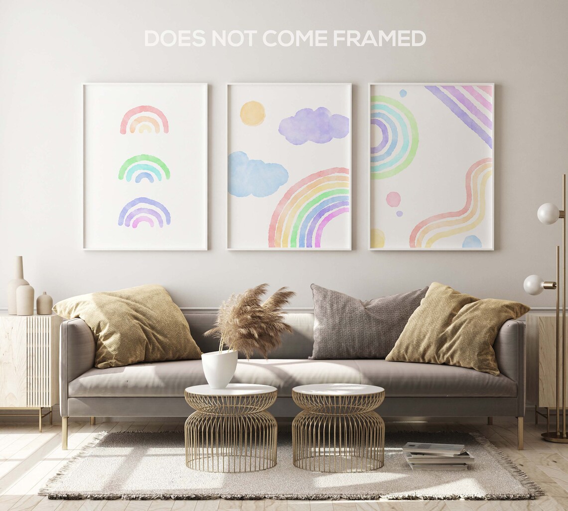 Rainbow Wall Art Minimalist Pastel Rainbow Wall Art Rainbow | Etsy
