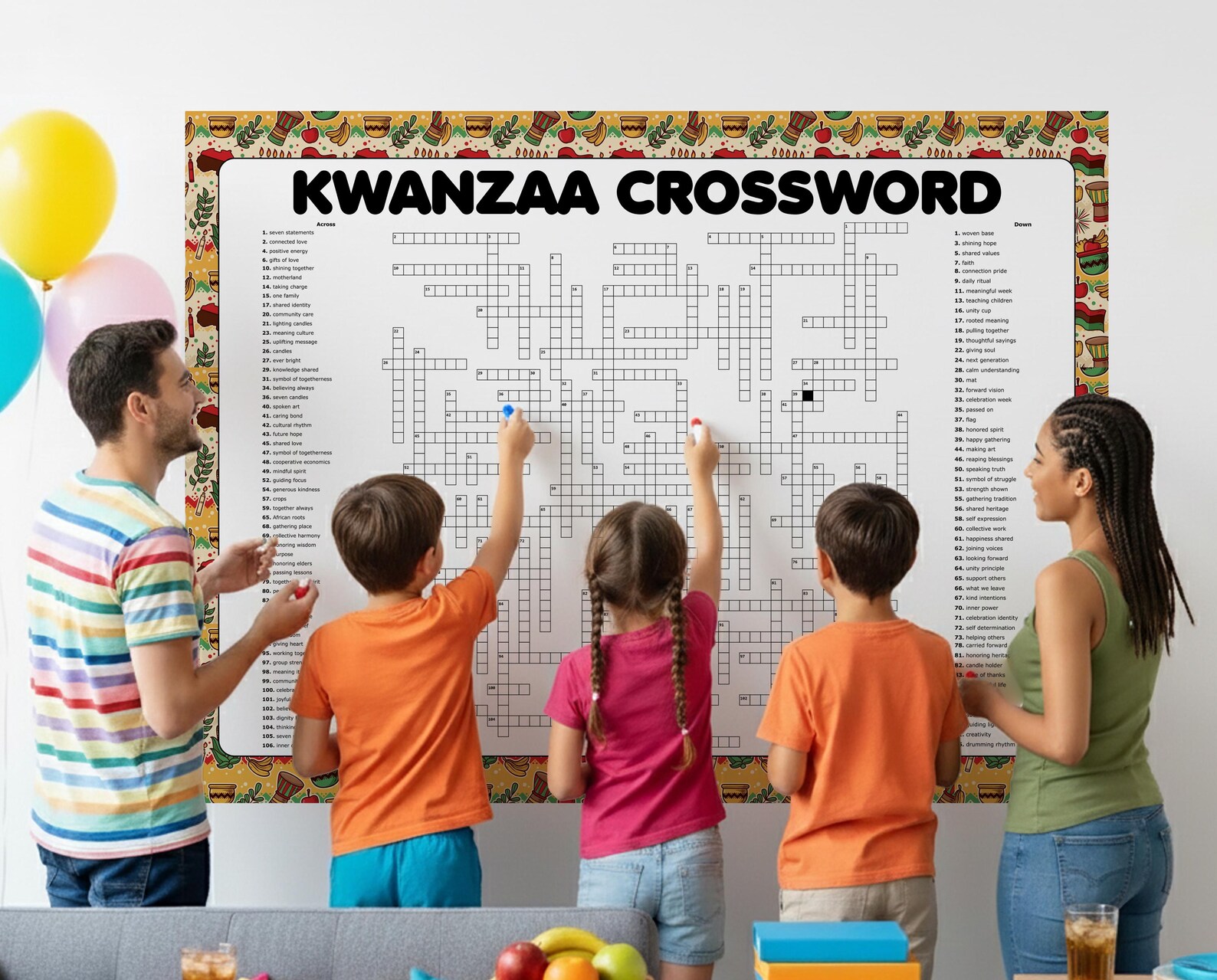 Kwanzaa Crossword Puzzle, Giant Word Find, Large Scrabble Poster ...
