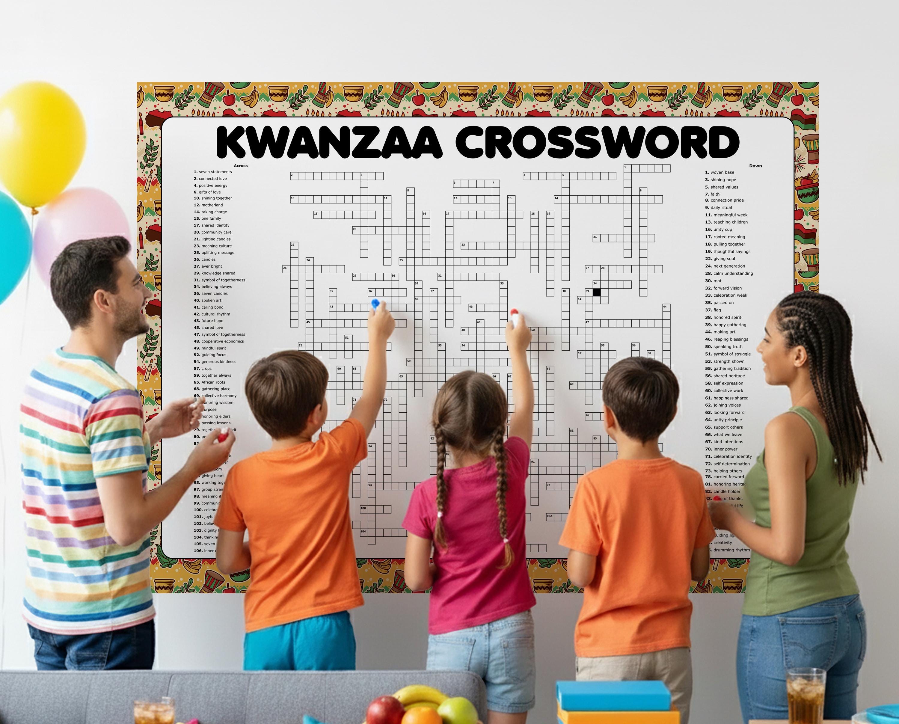 Kwanzaa Crossword Puzzle, Giant Word Find, Large Scrabble Poster ...