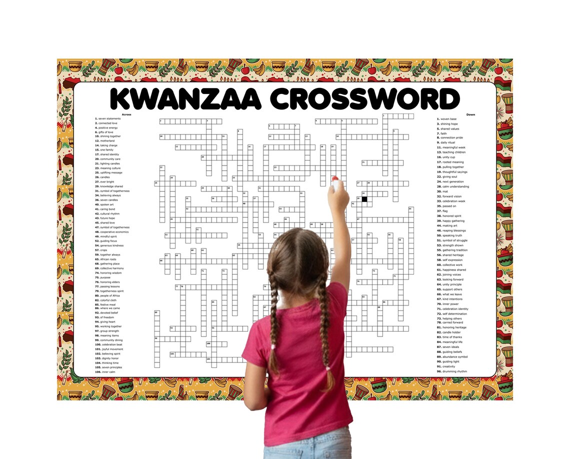 Kwanzaa Crossword Puzzle, Giant Word Find, Large Scrabble Poster ...