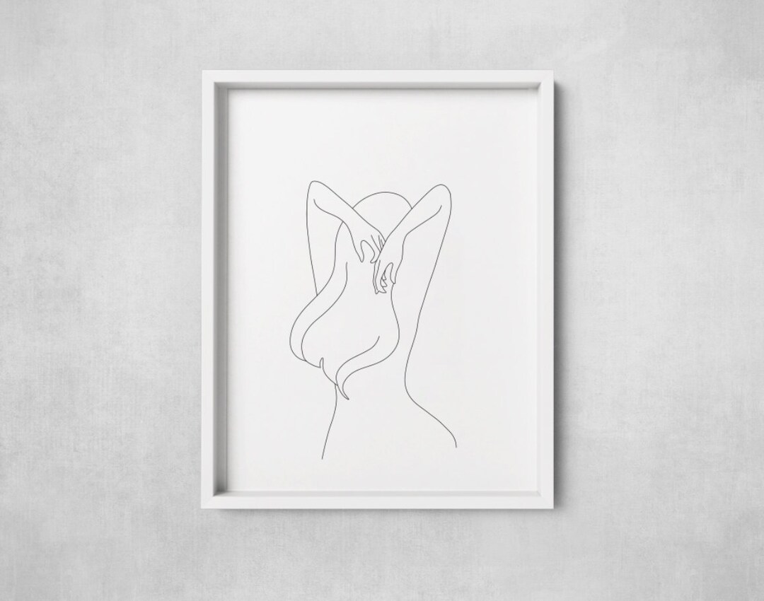 Line Art Woman's Back, Freedom, Natural, Wall Decor, Hands Drawing in ...