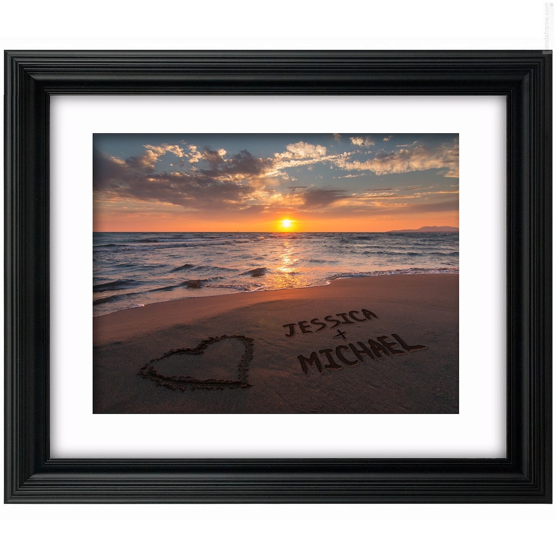 Personalized Beach Sunset Print, Names in Sand, Custom Photo Art - Etsy