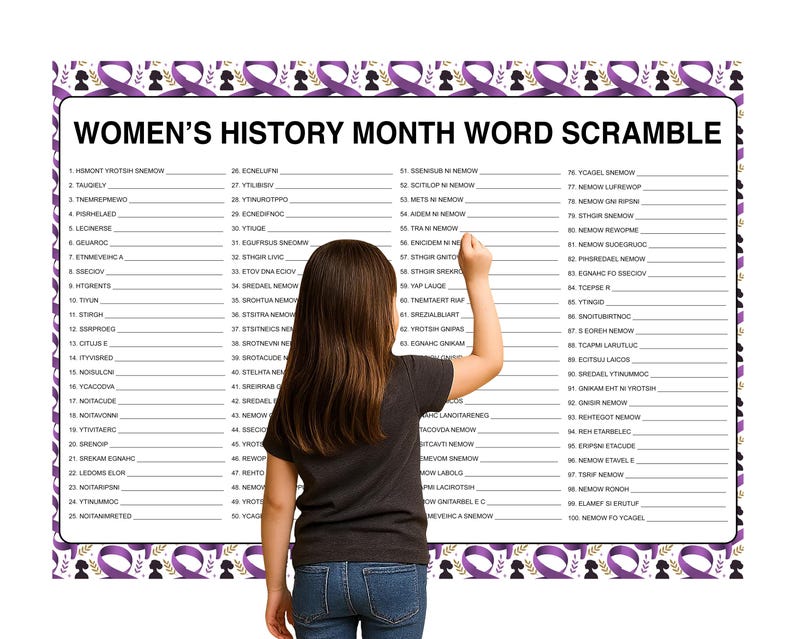 Women’s History Month Word Scramble Poster, Fun Holiday Gathering ...