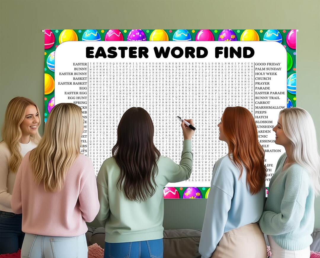 Easter Word Search Game, Giant Crossword Puzzle, Large Word Find ...