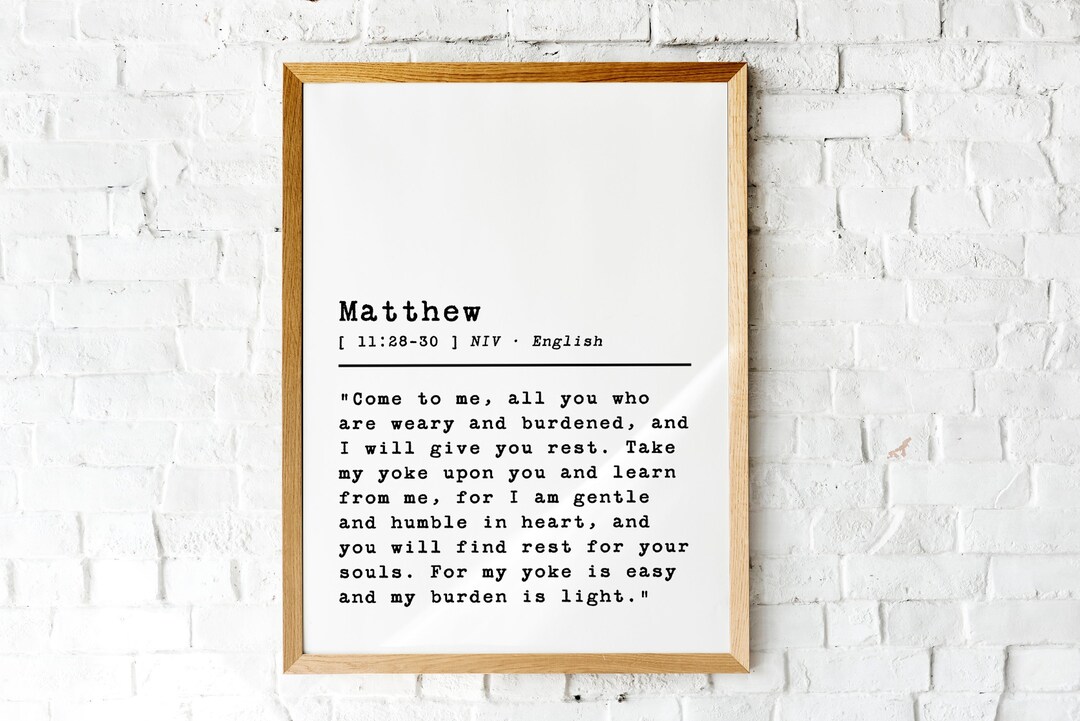 Matthew 11:28-30 Definition Print, Quote Poster, Wall Art Decor - Etsy