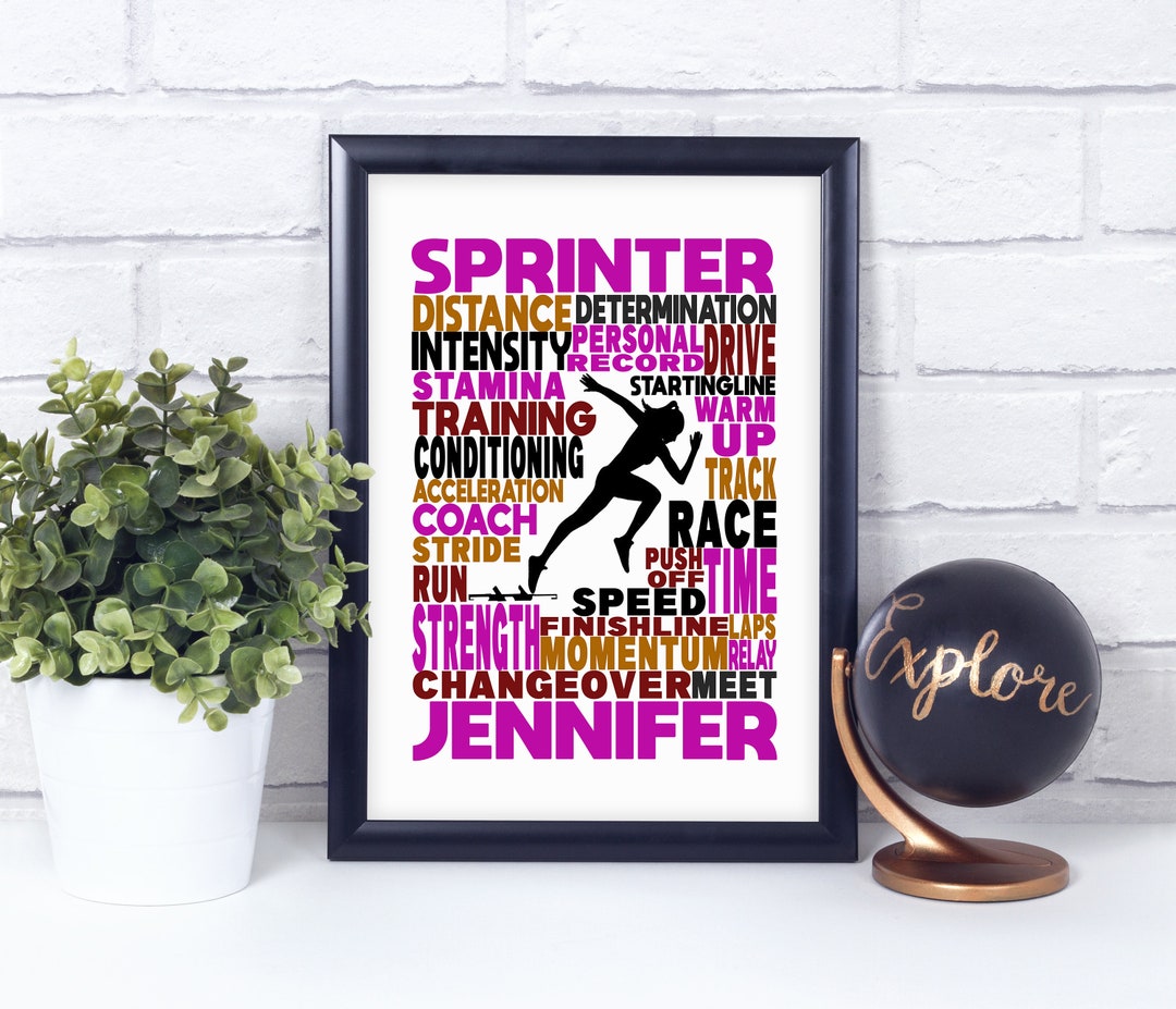 Custom Sprinter Poster, Runner Gift, Typography Art Print, Personalized ...