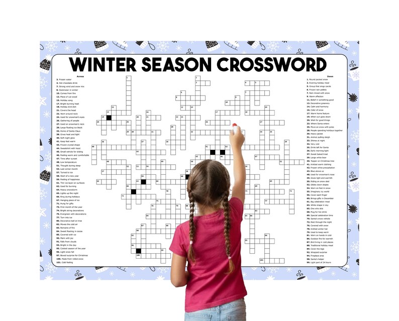 Winter Season Crossword Puzzle, Giant Word Find, Large Scrabble Poster ...
