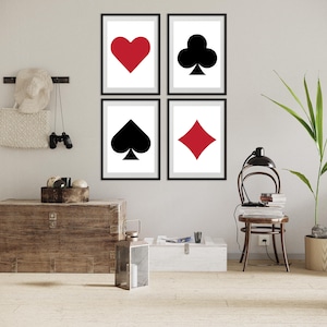 4 Suits of Cards, Playing Card Suit, Wall Art, Poster Print, Home Decor ...