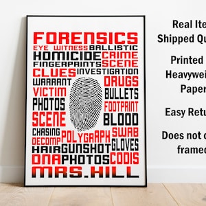 Custom Forensics Poster, Forensic Science Gift, Typography Art Print ...
