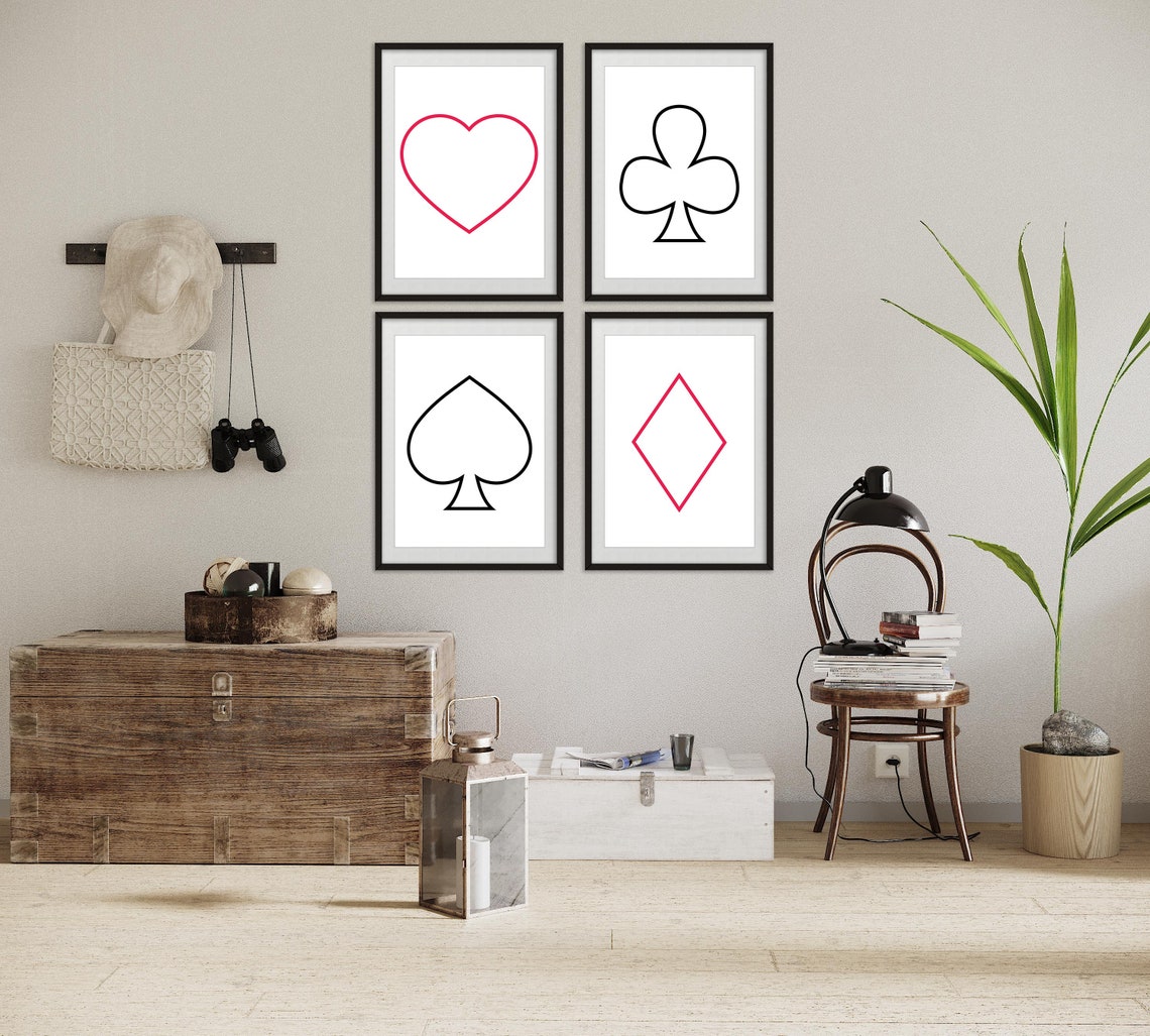 Playing Card Suit Outline 4 Suits of Cards Poker Player - Etsy