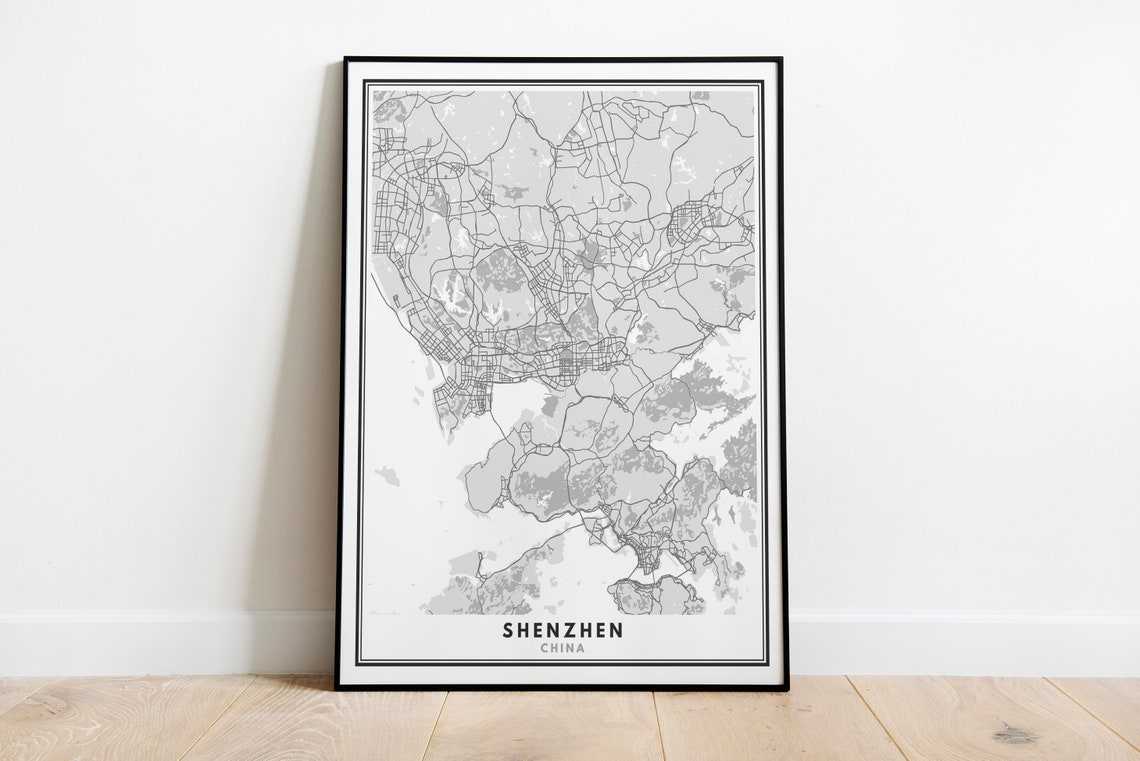 Shenzhen China Map Print Shenzhen Poster City Map Black and | Etsy