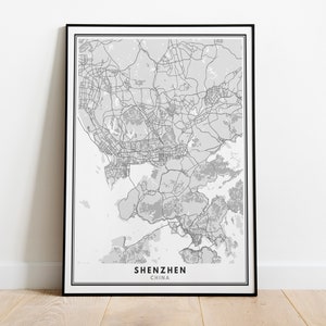 Shenzhen China Map Print, Shenzhen Poster, City Map, Black and White ...