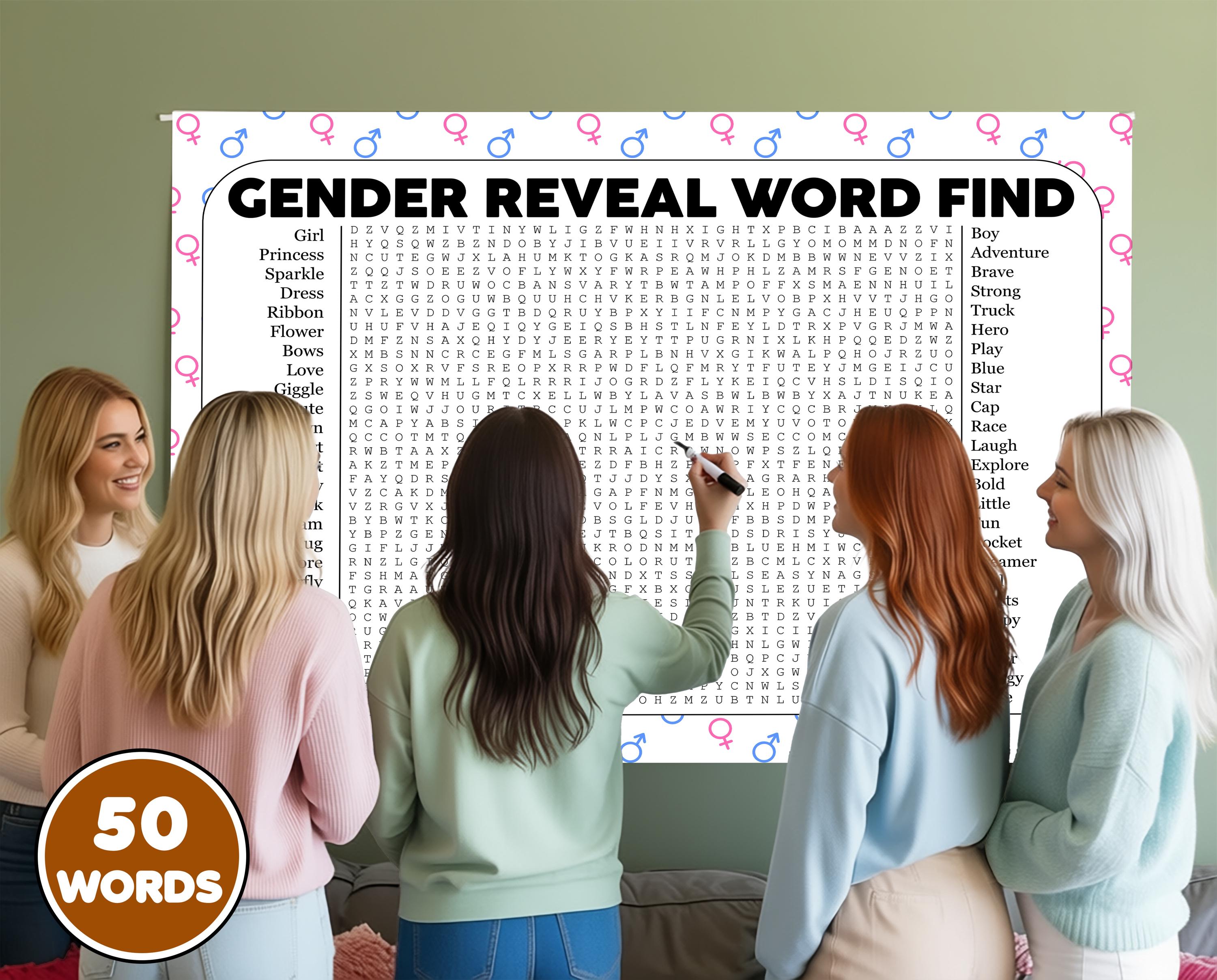 Gender Reveal Word Search Game, Giant Crossword Puzzle, Large Word Find ...