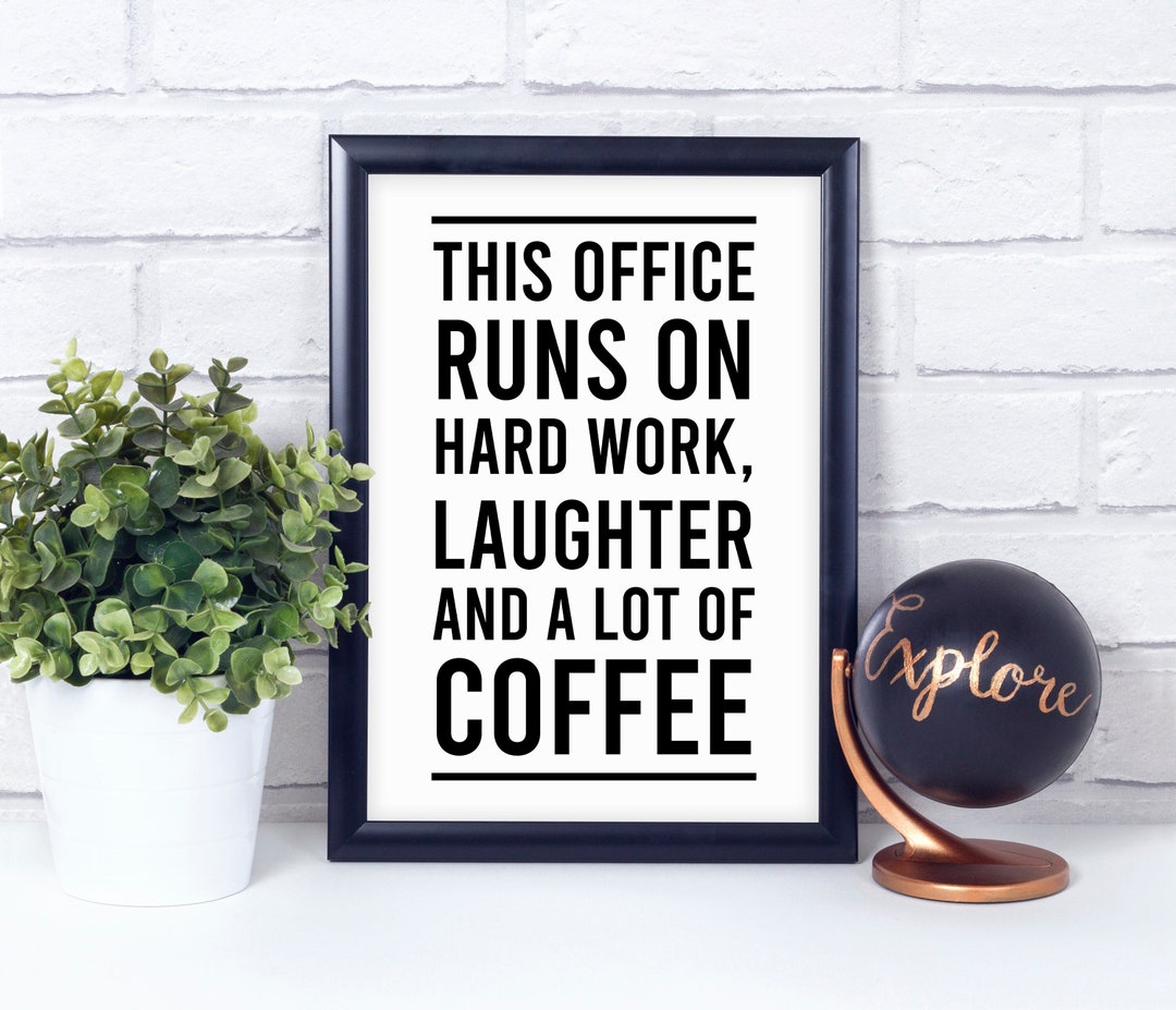 This Office Runs on Hard Work Quote Poster Minimalist Art - Etsy