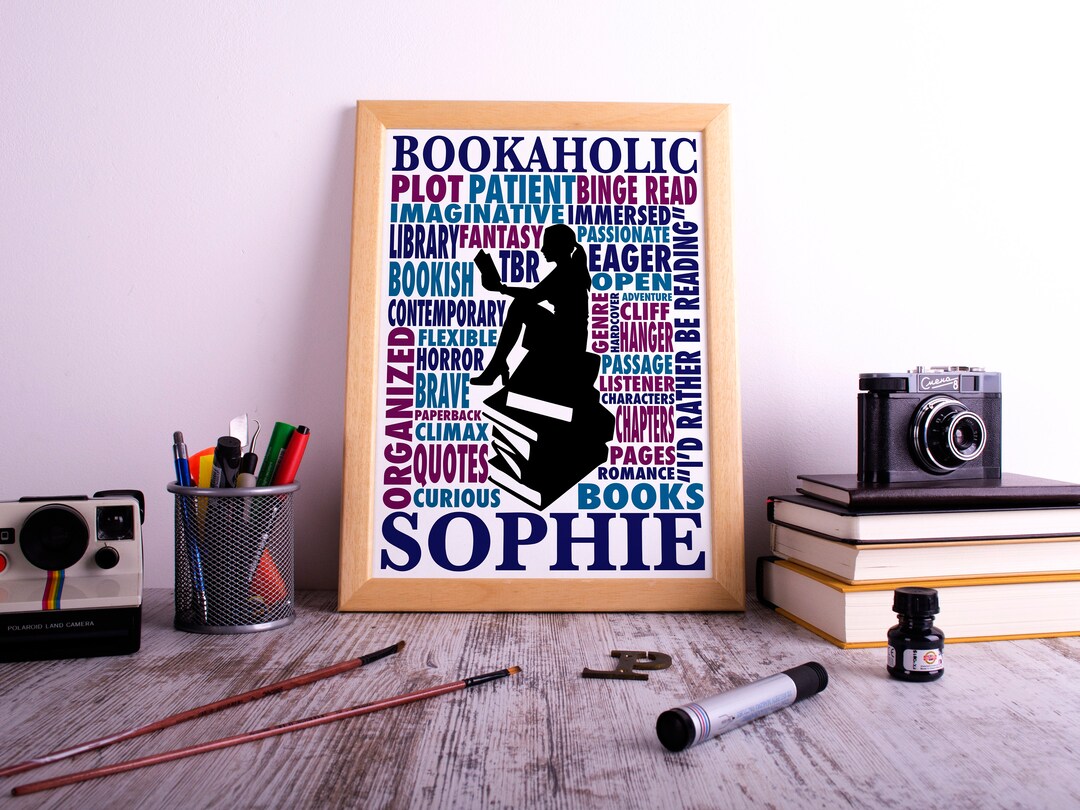 Custom Bookaholic Poster, Book Lover Gift, Typography Art Print ...